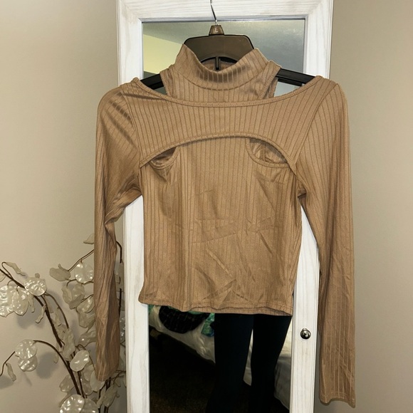 Moa Moa | Tops | Moa Moa Beige Ribbed Turtleneck Top | Poshmark